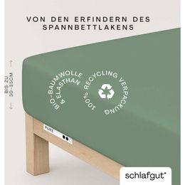 Schlafgut Spannbettlaken &raquo;PURE Bio-Baumwolle mit Elasthan, 170 g/m&sup2;, Bettlaken, Spannbetttuch&laquo; PREMIUM Laken f&uuml;r Matratzen bis 30cm H&ouml;he, dehnbar blickdicht, 