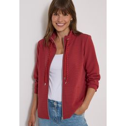 Cecil Damen Cardigan, rot, Gr. XXXL, unifarben, Stoff, 77% Baumwolle, 20% Polyester, 3% Elasthan, Strickjacken, mit Stehkragen