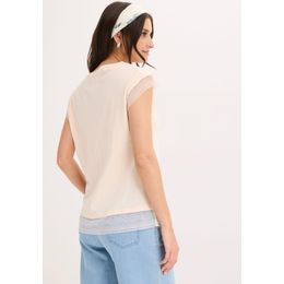 bonprix Damen T-Shirtrosa, Gr. 40, unifarben, Jersey, Obermaterial: 100% Baumwolle, Shirts, bequeme Passform, &uuml;berschnittene Schultern, mit