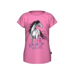 TRIGEMA M&auml;dchen T-Shirt "TRIGEMA T-Shirt mit Pferd", pink, Gr. 140, Single Jersey, 100% Baumwolle, Shirts