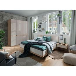 Wiemann Kleiderschrank &raquo;Barcelona&laquo; mit schmaler Bauchbinde wei&szlig; Floatglas, Holzwerkstoff B/H/T: 197,3cm x 216cm x 58cm