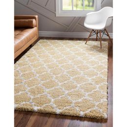 MyFlair Hochflor-Teppich &raquo;Temara Shag, LAGERR&Auml;UMUNG&laquo; rechteckig 51 mm H&ouml;he gewebt, weich & kuschelig, ideal im Wohnzimmer & Schlafzimmer gelb Polypropylen (PP