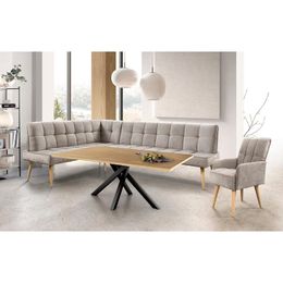exxpo - sofa fashion Eckbank &raquo;Latte&laquo; moderne Sitz- und R&uuml;ckensteppung, bequem und elegant, hoher Holzfu&szlig; 100% PES B/H/T: 254cm x 95cm x 196cm, 
