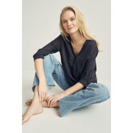 Damen Schlupfbluse, blau, Gr. S, SENSES.THE LABEL, unifarben, Web, Material: 100% Baumwolle, Blusen, mit Tunika Ausschnitt