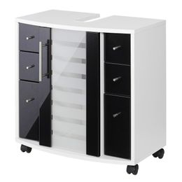Welltime Waschbeckenunterschrank &raquo;Jaca&laquo; Breite 60 cm, mit hochgl&auml;nzenden Fronten grau Holzwerkstoff, MDF wei&szlig;, B/H/T: 60cm x 58cm x 35cm, T&uuml;ren: 2 Stk