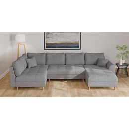 Home Affaire Wohnlandschaft &raquo;CHARRE U-Form mit Ottomane, Ma&szlig;e B/T/H: 310/161/81 cm&laquo; feine Steppung, lose R&uuml;cken- und Zierkissen, auch in Cord und 