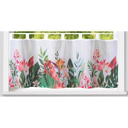 Weckbrodt-Gardinen Scheibengardine &raquo;Arabella&laquo; Schlaufen 1 Stk. tlg. Voile, halbtransparent, bedruckt, HxB 45x120cm, Gardine, Store bunt Voile, Polyester 45cm, Schlaufen,