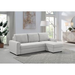 OTTO home Ecksofa &raquo;Dublin L-Form&laquo; Schlaffunktion und Bettkasten, Recamiere links oder rechts montierbar grau Struktur (100% Polyester) B/H/T: 234cm x 