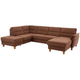 Home Affaire Wohnlandschaft &raquo;Palmera U-Form, B: 308 cm&laquo; optional Schlaffunktion & Bettkasten, Federkern braun 100% Polyester;Struktur (100% Polyester)