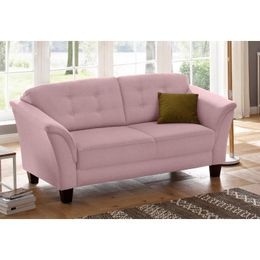 OTTO home 3-Sitzer &raquo;Trondheim&laquo; mit Federkern, Knopfheftung im R&uuml;cken, F&uuml;&szlig;e Buche rosa Flachgewebe (100% Polyester);Luxus-Microfaser (90% Polyester, 10