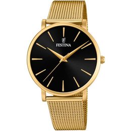 Festina Damen Quarzuhr &raquo;Ladies Classic&laquo; Armbanduhr, Damenuhr, Edelstahlarmband gold Einheitsgr&ouml;&szlig;e
