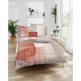 Kaeppel Bettw&auml;sche &raquo;Supreme&laquo; 3 Stk. mit graphischem Print orange Mako-Satin, Obermaterial: 100% Baumwolle B/L: 200cm x 200cm, 1 Stk., 2 Stk., Mako-Satin, B/L:
