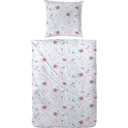 Primera Bettw&auml;sche &raquo;English Romance&laquo; 2 Stk. mit zarten Blumen blau Soft-Seersucker, Obermaterial: 100% Baumwolle B/L: 155cm x 220cm, 1 Stk., 1 Stk., Soft-