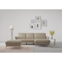 Sit & More sit&more Ecksofa &raquo;Fashion L-Form&laquo; wahlweise mit Kopfteilverstellung, Vorziehsitz, motorisch, Nickelf&uuml;&szlig;e beige B/H/T: 253cm x 84cm x 165cm, Luxus-