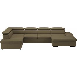 Sit & More sit&more Wohnlandschaft &raquo;Alcudia U-Form&laquo; wahlweise mit Schlaffunktion gr&uuml;n B/H/T: 349cm x 73cm x 226cm, NaturLEDER , Ottomane links,mit 