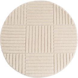 Ayyildiz Teppiche Teppich &raquo;ART 1123 , auch als L&auml;ufer und in Rund erh&auml;ltlich&laquo; rund 8 mm H&ouml;he Boho Design, 3D Optik, Struktur Hoch Tief, skandinavisch, Wohnzimmer beige 
