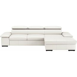 Sit & More sit&more Ecksofa &raquo;Alcudia L-Form&laquo; wahlweise mit Schlaffunktion wei&szlig; B/H/T: 286cm x 73cm x 174cm, NaturLEDER , Recamiere rechts,mit Kopfteilverstellung