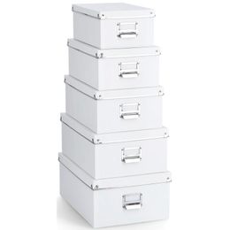 zeller Aufbewahrungsbox (5-tlg.) wei&szlig; Pappe Einheitsgr&ouml;&szlig;e