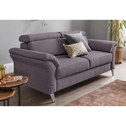 Sit & More sit&more 2,5-Sitzer &raquo;Arngast&laquo; inklusive Federkern und Kopfteilverstellung grau B/H/T: 186cm x 84cm x 93cm, Struktur, R&uuml;ckseitemit Stoff bezogen