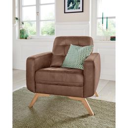 exxpo - sofa fashion Sessel &raquo;Fiord, Loungesessel&laquo; aktuelles Design, tolle Detailverarbeitung im Sitz und R&uuml;cken braun Webvelours (100% Polyester);