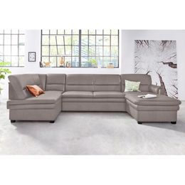 Sit & More sit&more Wohnlandschaft &raquo;Pisa U-Form&laquo; mit Federkern, wahlweise mit Schlaffunktion grau Flachgewebe (100% Polyester);Luxus-Microfaser1 (100% Polyester)