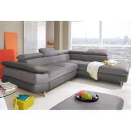 COTTA Ecksofa &raquo;Solution L-Form&laquo; mit Arm- & Kopfteilverstellung, wahlweise mit Schlaffunktion grau B/H/T: 262cm x 73cm x 228cm, Kunstleder SOFTLUX 