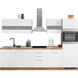 KOCHSTATION K&uuml;chenzeile &raquo;KS-Luhe&laquo; 300 cm breit, wahlweise mit oder ohne E-Ger&auml;ten, gefr&auml;ste MDF-Fronten wei&szlig; B/H/T: 300cm x 60cm, inkl. E-Ger&auml;te (