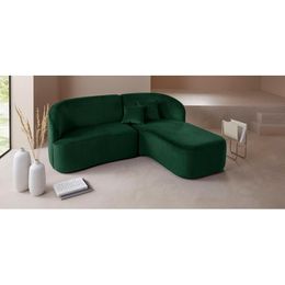 LeGer Home by Lena Gercke Ecksofa &raquo;Dilara L-Form&laquo; gerundete R&uuml;ckenlehne und Front, in 3 Bezugsqualit&auml;ten gr&uuml;n Struktur fein 100% Polyester);Samtoptik 