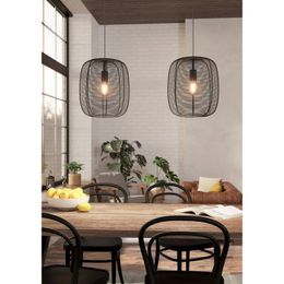 Eglo H&auml;ngeleuchte &raquo;RINROE Pendellampe, Stahl, E27, IP20, Vintage, Wohnzimmerlampe, Lampe&laquo; E27 1 Stk. H&auml;ngeleuchte, schwarz / 2 X 40W / L:90 H:110 cm /