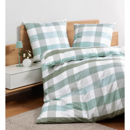 Janine Bettw&auml;sche &raquo;moments 98130 06&laquo; mit Rei&szlig;verschluss gr&uuml;n Mako-Satin, Obermaterial: 100% Baumwolle B/L: 200cm x 220cm, 2 Stk., 2 Stk., Mako-Satin, B/L: 