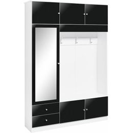 borchardt M&ouml;bel borchardt M&ouml;bel Garderobenschrank &raquo;Kompakta&laquo; H&ouml;he 202 cm schwarz Holzwerkstoff wei&szlig;matt, B/H/T: 140cm x 202cm x 36cm, T&uuml;ren: 6 Stk.