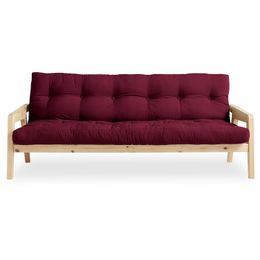 Karup Design Schlafsofa &raquo;Grab, inkl. Futonmatratze - aus massivem Kieferholz, 130x190 cm&laquo; Mit Holzstruktur, inkl. Futonmatratze, Liegefl&auml;che 130x190 cm rot B/H/T: 