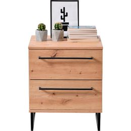 Home Affaire Nachtkommode &raquo;Sardinia, Nachtschrank, Ma&szlig;e (B/T/H): 45,5/35/54 cm&laquo; FSC-zertifizierter Holzwerkstoff, mit 2 Schubladen, Metallgriffe und 