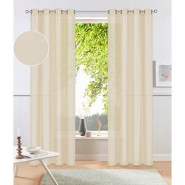 OTTO home Vorhang &raquo;Parry&laquo; &Ouml;sen 2 Stk. tlg. 2-er Set, blickdicht, monochrom, basic beige Polyester, Recyceltes Material 265cm, &Ouml;sen, 140cm