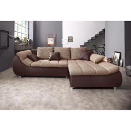 Home Affaire Ecksofa &raquo;Imola, bequem, aktuelle Steppung im Sitz, L-Form, Breite 270cm&laquo; wahlweise mit Bettfunktion braun Microfaser PRIMABELLE (100% 