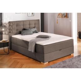 Home Affaire Boxbett &raquo;Olivet mit Bettkasten&laquo; in 4 Farben, 4 Breiten, 2 Matratzenarten, auch in &Uuml;berl&auml;nge 220 cm braun Struktur (100% Polyester), 