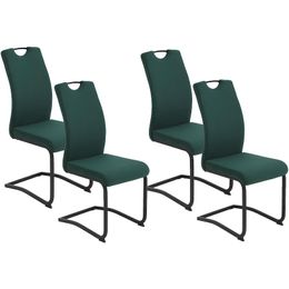 Hela Freischwinger &raquo;RIGA II&laquo; (Set) 4 Stk.Freischwinger,Vierkantrohrgestell,mit Griff,Samt Cordoptik gr&uuml;n Metall, Polyester, Stoff B/H/T: 43cm x 100cm 