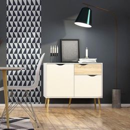 Home Affaire Sideboard &raquo;Oslo Aufbewahrung, Schubladenschrank&laquo; Kommode mit 2 T&uuml;ren, 1 Schublade, Breite 99 cm, H&ouml;he 81 cm wei&szlig; Holzwerkstoff B/H/T: 