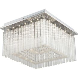 Globo LIGHTING LED Deckenleuchte &raquo;VINCE&laquo; LED-Modul 1 Stk. Warmwei&szlig; Glaskristalle, Deckenlampe, Glasst&auml;be, Wohn und Essbereich silber 1 Stk.