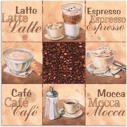 Artland Wandbild &raquo;Kaffee Collage II&laquo; Getr&auml;nke 1 Stk. tlg. als Alubild, Leinwandbild in verschied. Gr&ouml;&szlig;en beige B/H/T: 30cm x 30cm, Alu-Dibond-Druck Getr&auml;nke, 