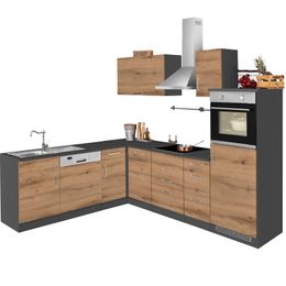 KOCHSTATION Winkelk&uuml;che &raquo;KS-Colmar&laquo; mit E-Ger&auml;ten, Stellbreite 210/270 cm grau B/H/T: 210cm x 270cm