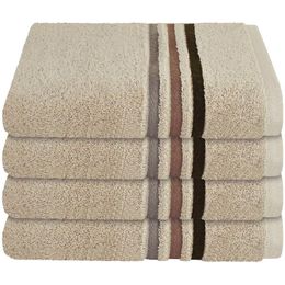 Schiesser Handt&uuml;cher &raquo;Skyline Color aus 100 % Baumwolle mit eleganter Streifenbord&uuml;re&laquo; MADE IN GREEN by OEKO-TEX beige Frottier, Frottier B/L: 50cmx100cm, 4 Stk
