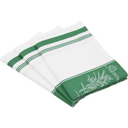Ross Geschirrtuch &raquo;Exclusiv&laquo; Mittelstreifen mit Kr&auml;utern, 50x70 cm gr&uuml;n 50% Baumwolle, 50% Leinen 3 Stk., 50 % Baumwolle 50 % Leinen