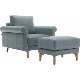 Creation BY ROLF BENZ Sessel &raquo;CR.450, Designsessel, Loungesessel&laquo; modern Landhaus, mit tollem Sitzkomfort, Breite 88 cm, Fu&szlig; Nussbaum grau NaturLEDER 