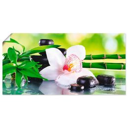 Artland Wandbild &raquo;Spa Steine Bambus Zweige Orchidee&laquo; Zen 1 Stk. tlg. als Alubild, Leinwandbild, Poster in verschied. Gr&ouml;&szlig;en gr&uuml;n B/H/T: 100cm x 50cm, Poster 