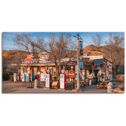 Artland Leinwandbild &raquo;Tankstelle an der Route 66 in Arizona&laquo; Geb&auml;ude 1 Stk. tlg. auf Holzrahmen gespannt bunt Leinwand B/H/T: 100cm x 50cm, Leinwandbild 