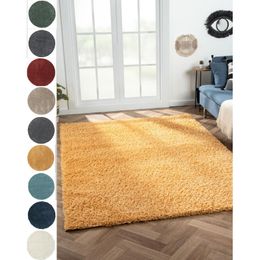 MyFlair Hochflor-Teppich &raquo;My Shaggy&laquo; rechteckig 37 mm H&ouml;he Shaggy, Uni-Farben, leicht gl&auml;nzend, Microfaser, extra flauschig gold Polypropylen (PP) B : 120cm 1