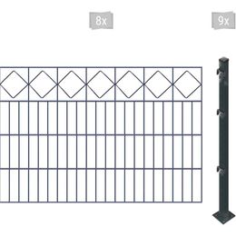 Arvotec Doppelstabmattenzaun &raquo;ESSENTIAL 80 zum Aufschrauben "Karo" mit Zierleiste&laquo; Zaunh&ouml;he 80 cm, Zaunl&auml;nge 2 - 60 m grau Kunststoff, Stahl H/L: 80cm x 16m, 
