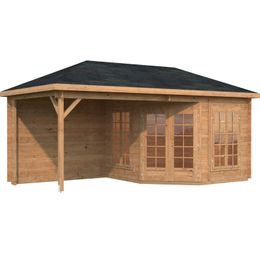 Palmako Gartenhaus &raquo;Pavillon Melanie&laquo; hellbraun braun Massivholz Fu&szlig;boden im Gartenhaus, ohne Dacheindeckung