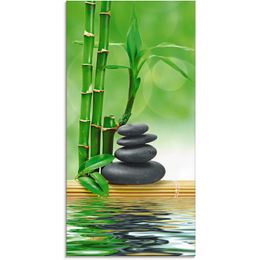 Artland Glasbild &raquo;Spa Konzept Zen Basaltsteine&laquo; Zen 1 Stk. tlg. in verschiedenen Gr&ouml;&szlig;en gr&uuml;n B/H/T: 30cm x 60cm, Glasbild Zen, 1 Stk.